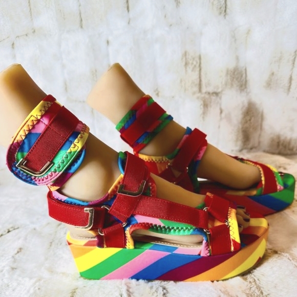 Pazzle | Shoes | Pazzle Very Colorful 2 Platform Velcro Harness Strap ...